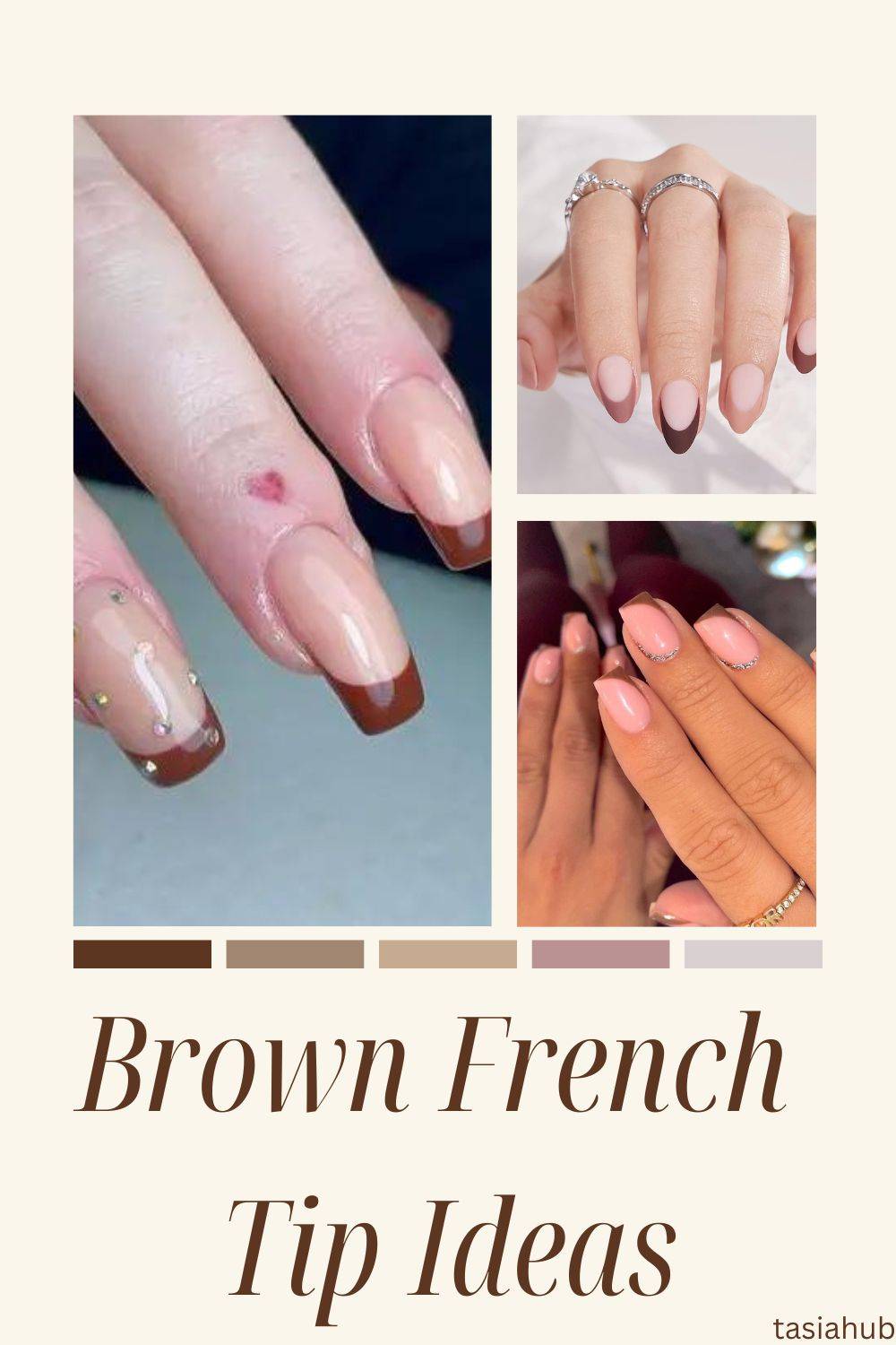 20 Beautiful Short Brown French Tip Nails - Tasiahub