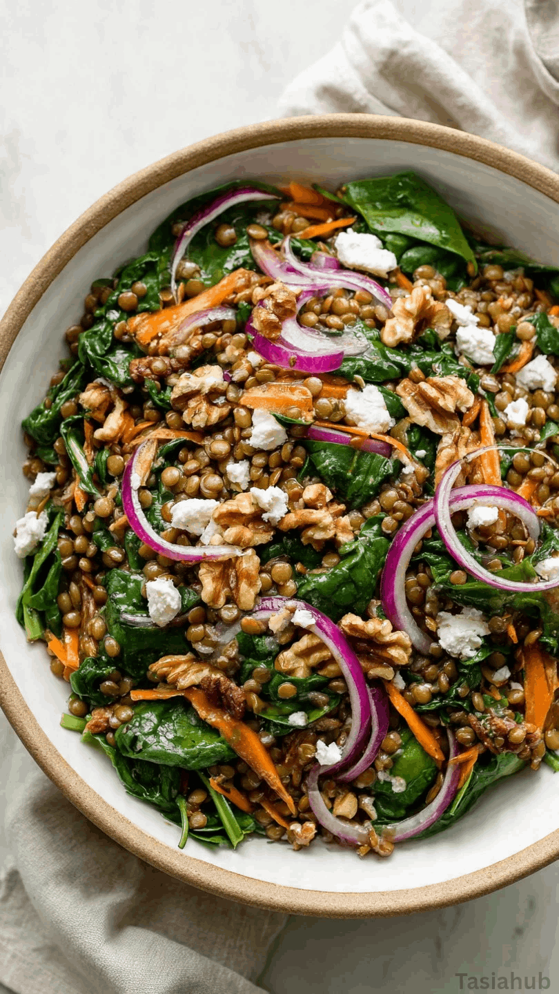 Warm Lentil And Spinach Salad - Tasiahub